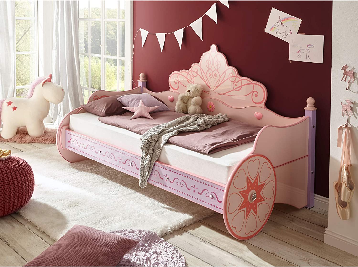 PRINCESS Kinderbett Mädchen mit 90 x 200 cm Liegefläche - Prinzessinnen ...